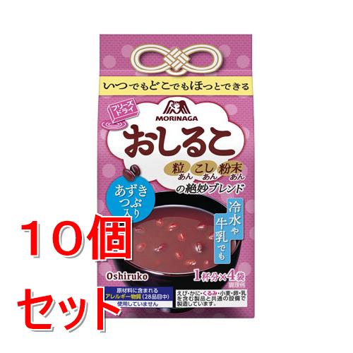 リニューアルに伴いパッケージ・内容等予告なく変更する場合がございます。予めご了承ください。 &nbsp; 商品名称 森永製菓　おしるこ 4袋入 72G　和菓子 内容量 72g (18g&times;4袋)&times;10 特徴 あずきがお...