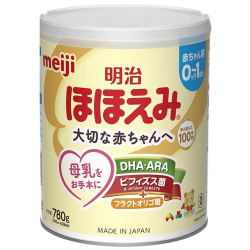 リニューアルに伴いパッケージ・内容等予告なく変更する場合がございます。予めご了承ください。 &nbsp; 商品名称 明治ほほえみ　780g 内容量 780g 特徴 ●0-1歳までの赤ちゃんのための母乳代替食品です。 &nbsp;●母乳に近づ...