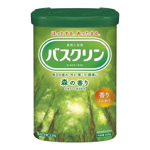 リニューアルに伴いパッケージ・内容等予告なく変更する場合がございます。予めご了承ください。 名　称 バスクリン　森の香り 内容量 600g　(約30回分・20g使用時) 特　徴 ◆ほっとする。あったまる。薬用入浴剤 ◆アロマのツブ2倍＊1に...