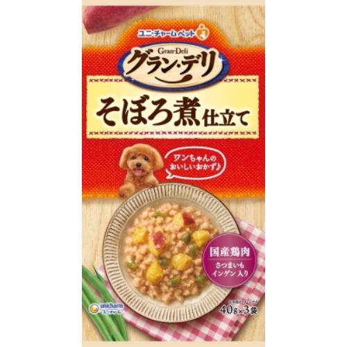 リニューアルに伴いパッケージ・内容等予告なく変更する場合がございます。予めご了承ください。 &nbsp; 商品名称 ユニ・チャームペットケア グラン・デリ　パウチそぼろ煮仕立て3袋 内容量 3袋 特徴 ◆ワンちゃんのおいしいおかず 原材料・...