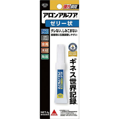 リニューアルに伴いパッケージ・内容等予告なく変更する場合がございます。予めご了承ください。 名　称 アロンアルフア　ゼリー状　スリム　＃31303 内容量 4g 特　徴 ◆ゼリー状だから、タレない、しみこまない ◆多少の位置修正が可能 ◆用...