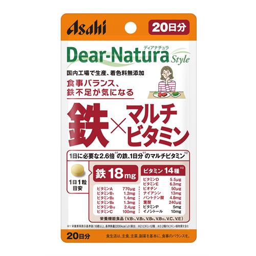 リニューアルに伴いパッケージ・内容等予告なく変更する場合がございます。予めご了承ください。 名　称 Dear-Natura Style　ディアナチュラスタイル　鉄×マルチビタミン 内容量 20粒 特　徴 鉄とマルチビタミンを1粒で簡単補給 ...