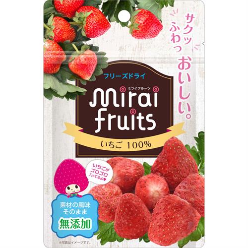 リニューアルに伴いパッケージ・内容等予告なく変更する場合がございます。予めご了承ください。 &nbsp; 商品名称 ミライフルーツ　イチゴ 内容量 8g&times;1 特徴 ◆いちご100%のフリーズドライフルーツ 原材料 いちご ＜カロ...