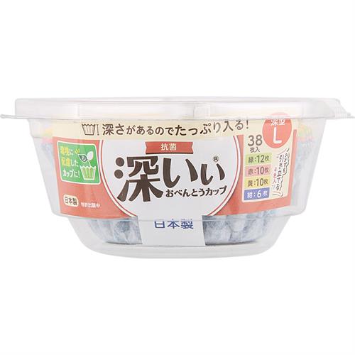 リニューアルに伴いパッケージ・内容等予告なく変更する場合がございます。予めご了承ください。 &nbsp; 商品名称 抗菌深いおべんとうカップ深型L　4色 内容量 38枚 特徴 ◆深型タイプなので、二段弁当箱やランチジャーなど深めのお弁当箱に...