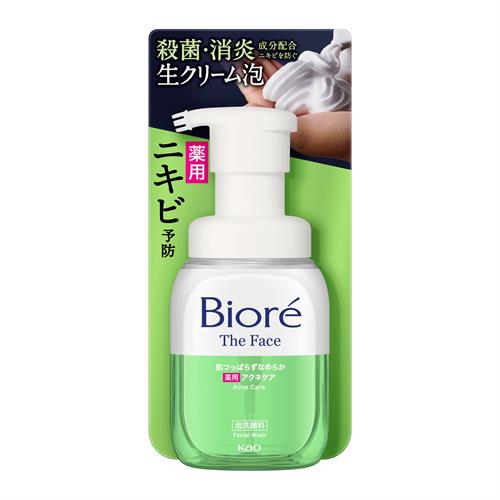 リニューアルに伴いパッケージ・内容等予告なく変更する場合がございます。予めご了承ください。 名　称 ビオレ　ザフェイス　泡洗顔料　薬用アクネケア　本体 内容量 200ml 特　徴 ビオレ洗顔史上最高クラスの生クリーム泡 ニキビ予防 殺菌・消...