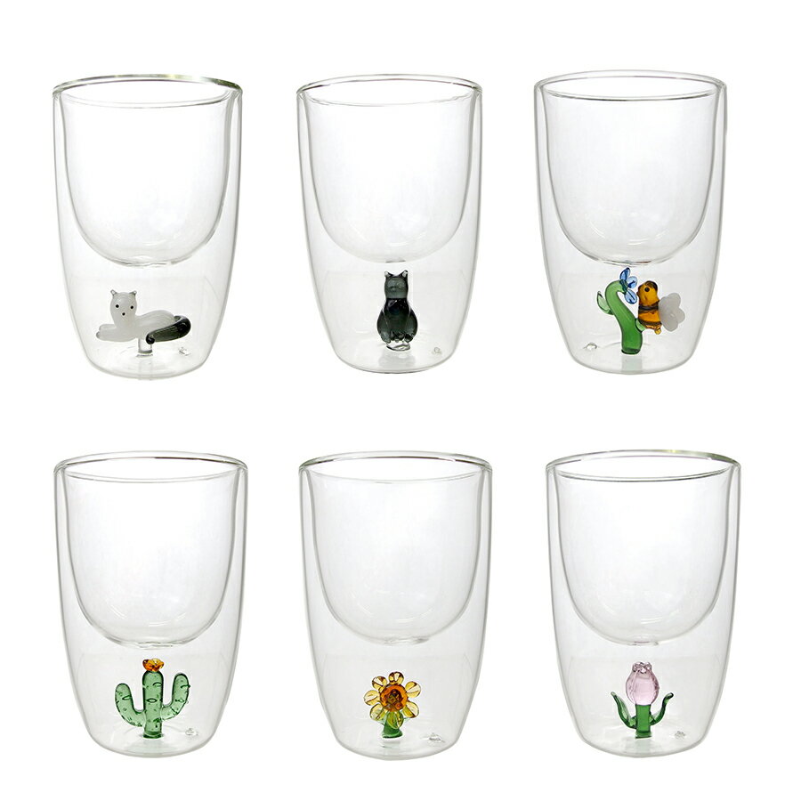 ■ダブルウォールグラスタンブラー ダブルウォールグラスの中に可愛いガラスモチーフを閉じ込めました。 二重構造のグラスは断熱や保温、保冷効果に優れています。 冷たい飲み物や温かい飲み物をゆっくりと味わえるのも特徴です。 外側のガラスに温度変化...