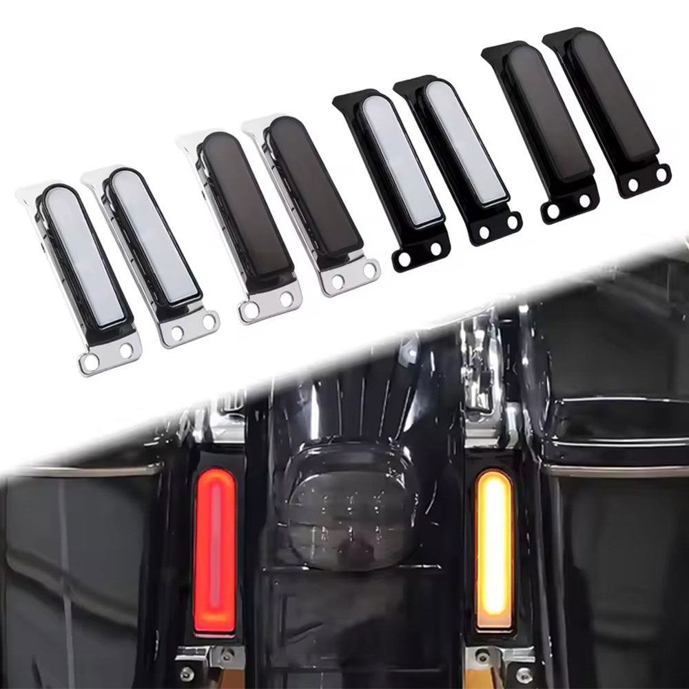 3機能一体で安全とスタイルを向上： 走行灯（赤）、ウインカー（黄）、ブレーキ灯（赤）の3役を果たし、後方視認性と安全性を高めるとともに、ツーリングモデルのリア周りをより充実させます。 純正互換＆簡単取り付け： サドルバッグとフェンダーの隙間...