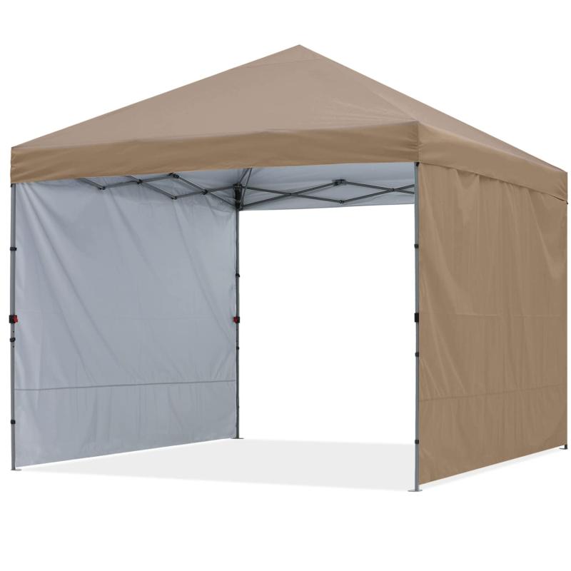 ABCCANOPY タープテント ワンタッチ サイドシート2枚付き センターロック 3m/2.5m/2m 3段階調節 キャスターバッグ付き 8人用大型 組立簡単 付属品付き（3M/カーキ）【サイズ】：300cm*300cm*249cm　専用...