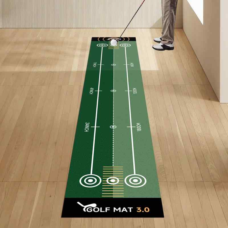 パターマット ゴルフ練習マット 250cm/300cm 室内・屋外対応 防音 パター練習器具 トレーニングマット ガイドライン付き 軽量 折りたたみ式 初心者・上級者向け ゴルフスポーツの必需品【高品質素材＆快適な打感】表面は柔らかく手触り...