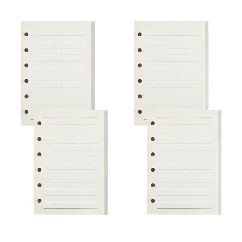 TRkin メモ帳リフィル システム 手帳リフィル メモ帳詰め替え用紙 ミニ6穴 横罫 A7 8cm×12cm【4冊セット 180枚】 システム手帳詰め替えページ ポケットサイズ 補充 目を傷つけないクリーム色【包装内容】：A 7*4冊枚数...