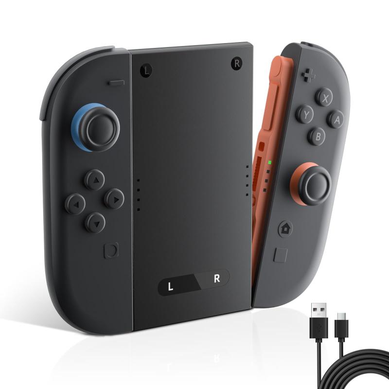 Switch 2 Joycon対応 充電式グリップ AstroniSync 人間工学に基づいた設計 プレイしながら充電 LEDインジケーター搭載 軽量で着脱しやすい構造 Type-C急速充電ケーブル付き スイッチ2本体用アクセサ【Switc...