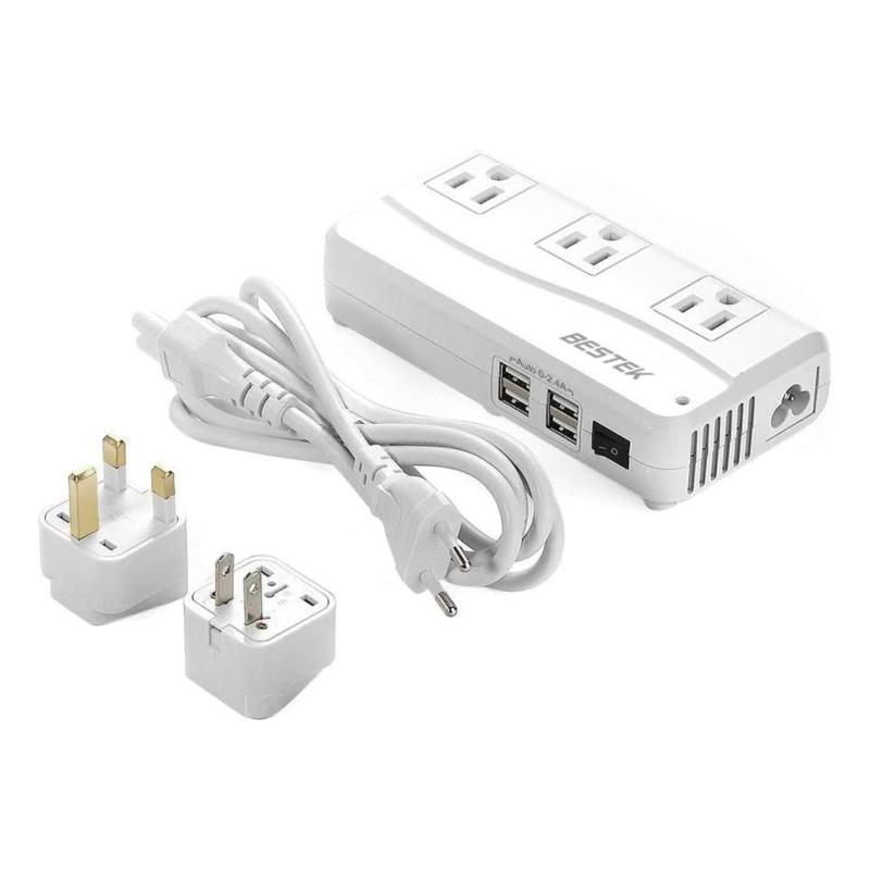 ベステック 海外旅行用変圧器 海外 コンセント 変圧器 90V-240V to 100V 変換 ACコンセント 3口 + USB 4ポート 変換プラグ 付き A B BF C O O2 B3 SE プラグ対応 (ホワイト, MRJ201GU...