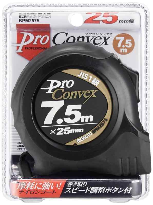 ビッグマン(Bigman) メジャー PROコンベックス 7.5m BPM2575材質:本体=ABS・ゴム;テープ=スチール;ストラップ=ポリエステル精度:±0.2+(±(0.2+0.1L))
