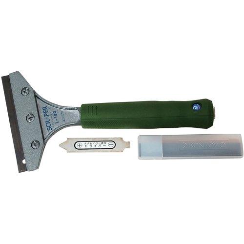 神沢(Kanzawa) スクレーパーL型180 K-711-L刃渡り:100mm刃巾:15mm刃厚さ:0.25mm適応材:軽作業用、ガラス・タイルなどの表面の汚れ・付着物はがし・Pタイルはがし・壁紙・クロス・ペンキはがしなど