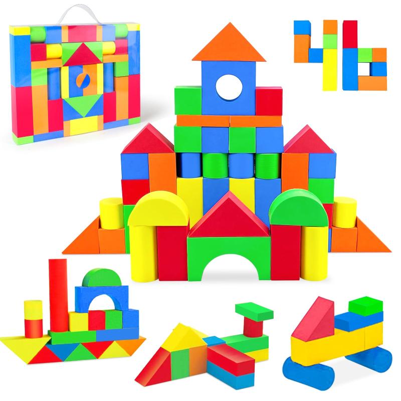 46PCS 積み木 ブロック おもちゃ ソフトブロック お風呂 おもちゃ ふわふわブロック 知育玩具 子供のおもちゃ EVA素材 女の子 男の子 ギフト 誕生日 クリスマス プレゼントセット内容: 46個の柔らかい積み木含まれています。10...