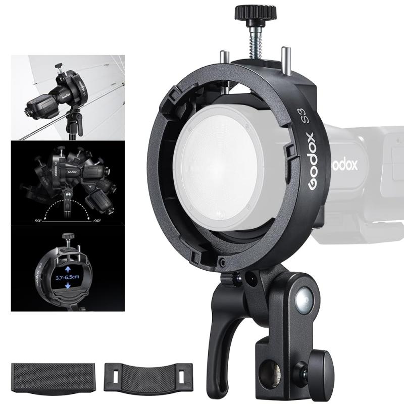 Godox S3 スピードライトブラケット、Godox AD200Pro II、AD300Pro II、V1Pro /V100 ラウンドヘッドスピードライト、V860III / TT685II / V480 シリーズ用、S2 タイプブラケッ...