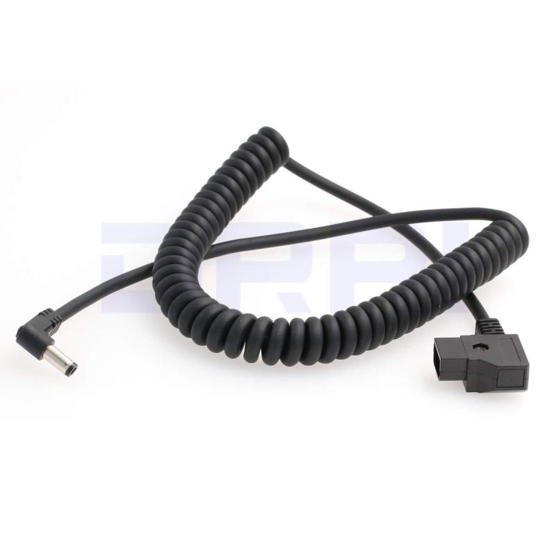 DRRI 5.5 X 2.1mm DCバレルからDtap電源ケーブル Atomos Shogun Monitor / Ninja Inferno (エルボーDCコイルケーブル)標準オスDタップ/ PタップからDC 5.5x2.1 mmプラグ...