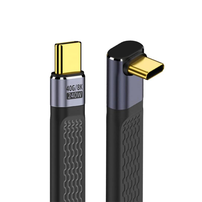 cablecc USB4 40Gbps 240W USB-C Type-C オス-オス 100W 8K フラットスリム FPC データケーブル アップアングル付き ノートパソコン 携帯電話用 13cm高速転送で最大40Gbpsの動作速度。 ...