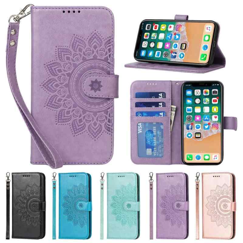 Eastwave アイフォン for iPhone XS Max ケース 財布型 for iPhone XSmax 手帳型 カバー手帳 ストラップ付き フラワープリント PUレザー カード収納 横置きスタンド 機能 内蔵マグネット—パープル...