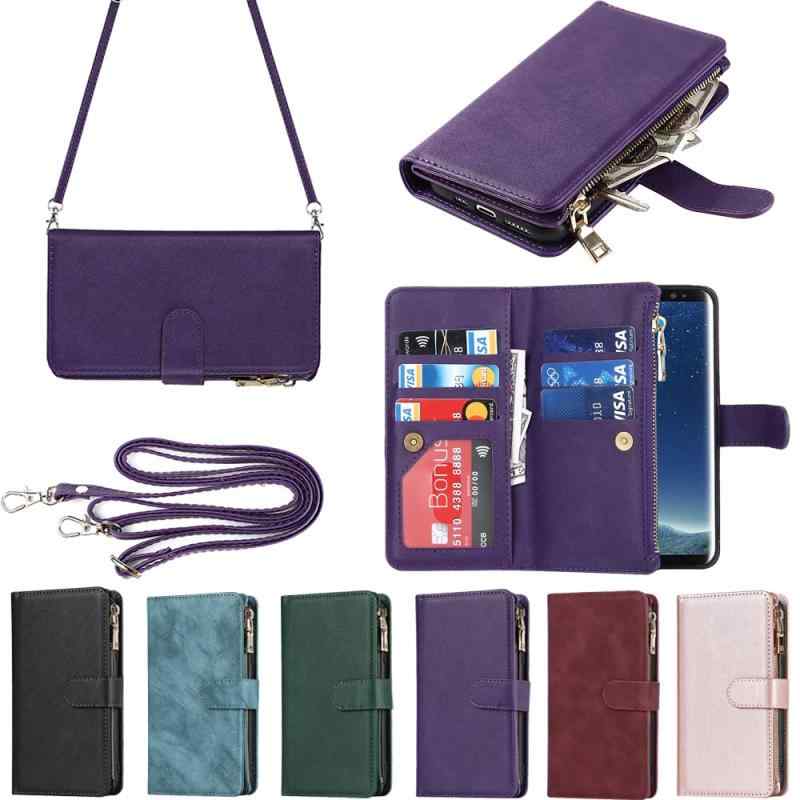 Eastwave サムスン ギャラクシー S9 ケース for Samsung Galaxy S9 縄掛けケース 手帳型 財布型 ICカード コインポケット ストラップ付き カード 収納 小銭入れ ファスナーポケット付き PUレザー 6色 ...