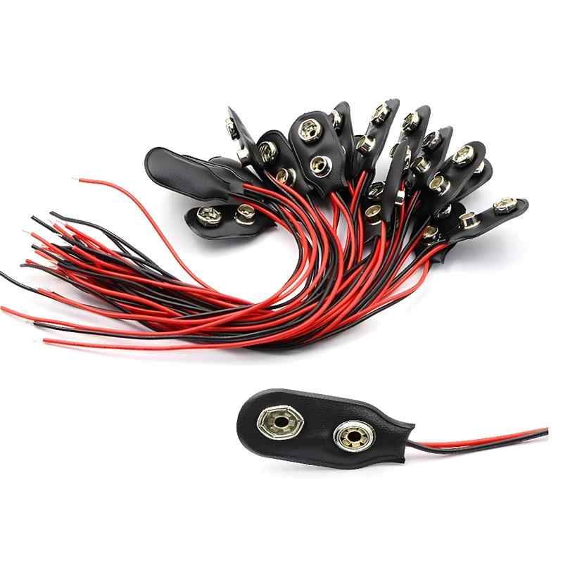 CESFONJER 30Pack 9Vバッテリースナップコネクター9ボルトバッテリークリップコネクターバックルプラスチックハウジング、Iタイプ赤と黒の素線2本のバッテリークリップバッテリーエリミネーター、パワーリレー、学生の科学と物理学、ブ...