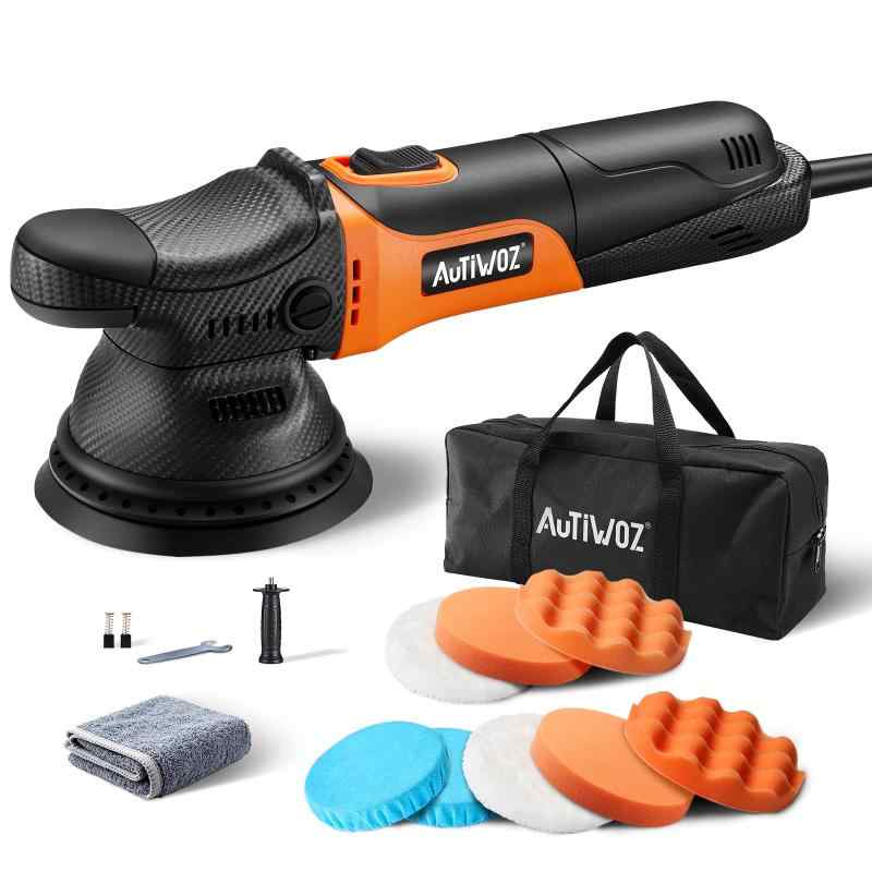 Autiwoz W01 ポリッシャー ダブルアクション 電動ポリッシャ- 125mm カー コード式 研磨機 【 AC100V式 六段変速・2000-6200RPM 630W 】1.9kg 5インチ ポリッシャー 小型 9mm ランダムオー...