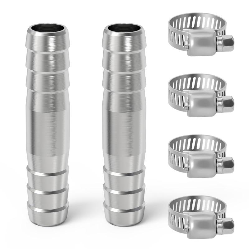 TAILONZ PNEUMATIC 2箇ステンレスホースヘッドヘッドジョイント、8mmヘッドチューブ内径、4本ホースクリップです【材質です】304ステンレス鋼製で、強度が高く、耐腐食性、高温延性、低浸透性があります【サイズ】8mm (2箇)...