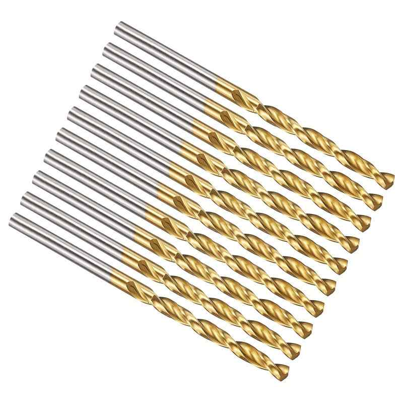 PATIKIL 3 mmドリルビット M42 8%コバルト高速鋼ジョバー直柄135°チタンニトリド（TiN）コーティング ハードメタルステンレス用-10パックパッキングリスト：3 mm（0.12インチ≈1/8インチ）カッティング直径、30m...