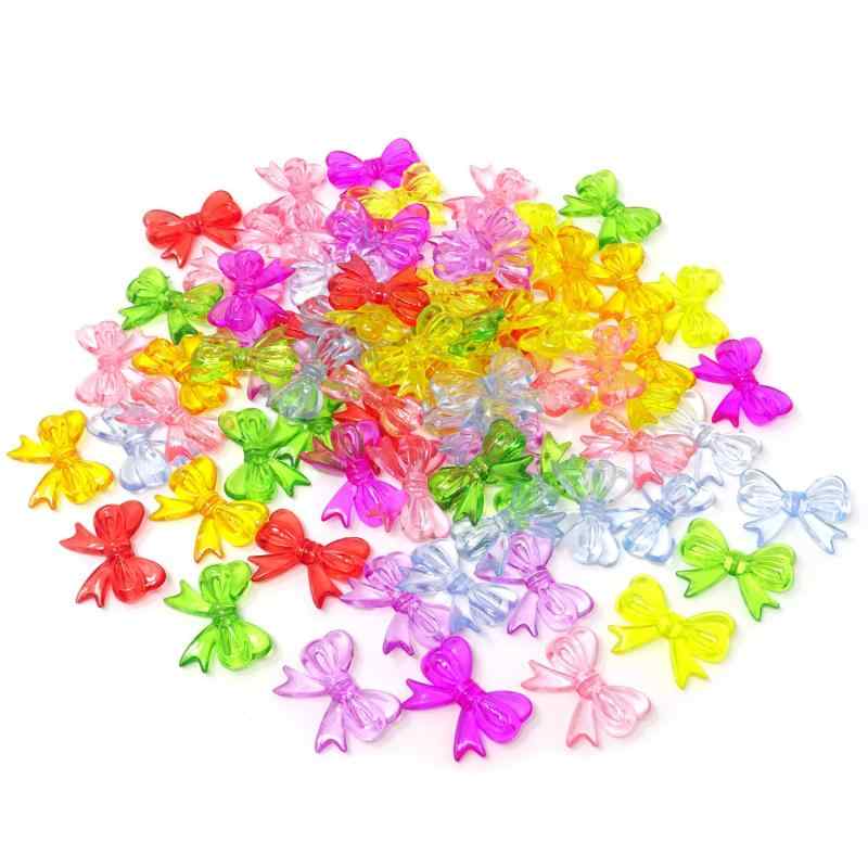 Honbay 100G (73個) 美しいアクリルリボンビーズ ジュエリー作りやDIYクラフト用 - アソートカラー100グラム(約73個入り)「とてもかわいい、良質、蝶の形をしたビーズです」アクリル製;アソートカラーサイズ:28x21x5...