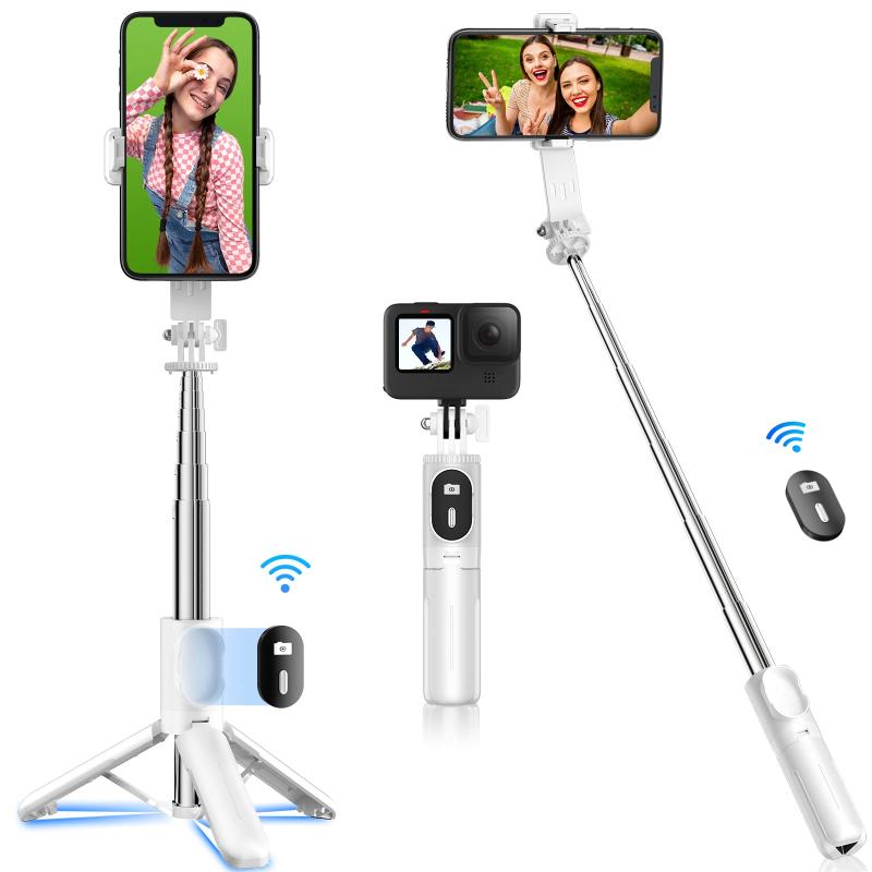 自撮り棒 【ミニ、安定モデル】スマホスタンド 三脚 スマホ デジカメ兼用 じどり棒 iphone&amp;android対応 じどりぼう スマホ 三脚 コンパクト リモコン付き 携帯スタンド 折りたたみ式 セルカ【軽量、ポケットサイズ】Ai...