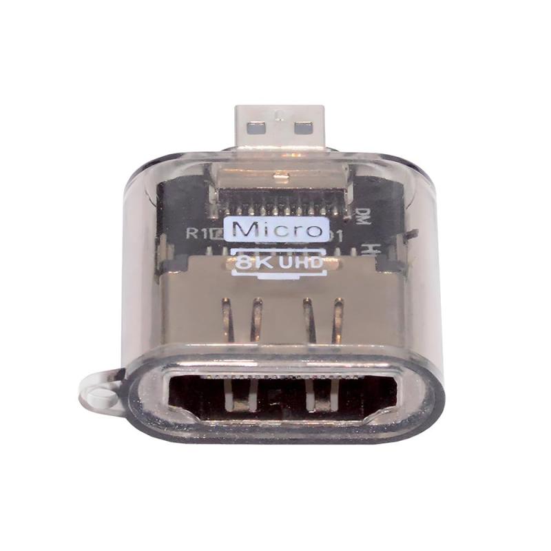 Xiwai タイプD オス Micro-HDMI - HDMI 2.1 メス UHD エクステンダー延長アダプター 透明 スマートLEDライト付き 8K 60Hz HDTV 対応充電状況を目で見て確認できるLEDライト。充電状況をリアルタイ...
