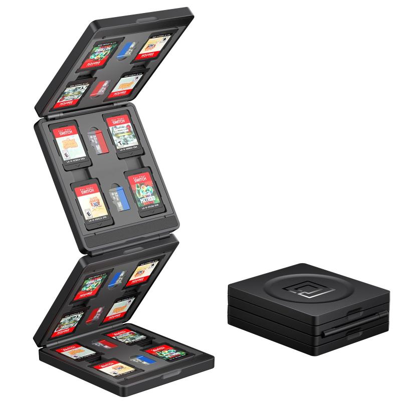 JSAUX ゲームカードケース｜4つ折りデザイン・ゲームカード16枚＋micro SDカード8枚収納・Switch 2／OLED／Lite対応・ポケットサイズ・旅行携帯便利・ハードシェル整然収納・傷防止・ホコリ防止【4つ折りデザインで大容量...