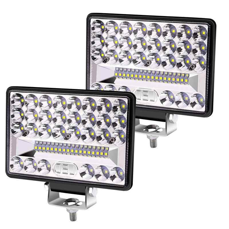 Biqing ワークライト5インチスクエアLEDドライビングワークライト、スポットフラッドコンボビームLEDライトポッド12V 24Vトラックトラック機器車両 バックアップボート (2個)【スポット洪水コンボビーム】 スポットおよび洪水のL...