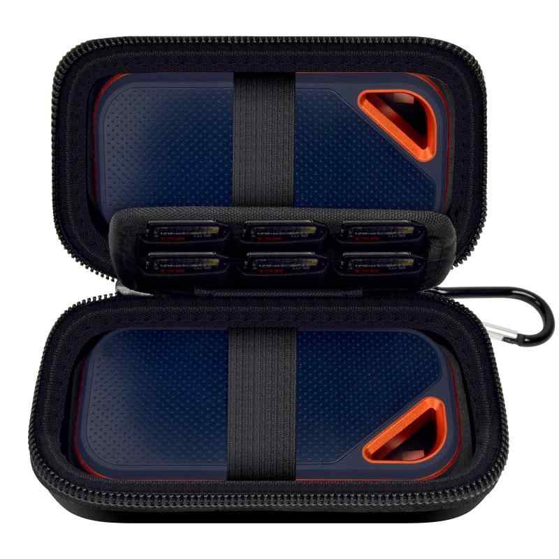 COMECASE デュアルSSDケース SanDisk Extreme Portable SSD用 ドライブ2台とSDカード12枚を収納可能 耐衝撃ハードドライブストレージバッグ SanDisk Extreme PRO SSD 1TB 2T...