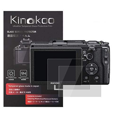 kinokoo 液晶保護フィルム リコー Ricoh デジタルカメラ GR/GR II専用 2枚セット 硬度9H 高透過率 耐指紋 気泡無し 強化ガラス 厚さ0.3mm 標識クロス付き(GR/GR2専用)強化ガラス