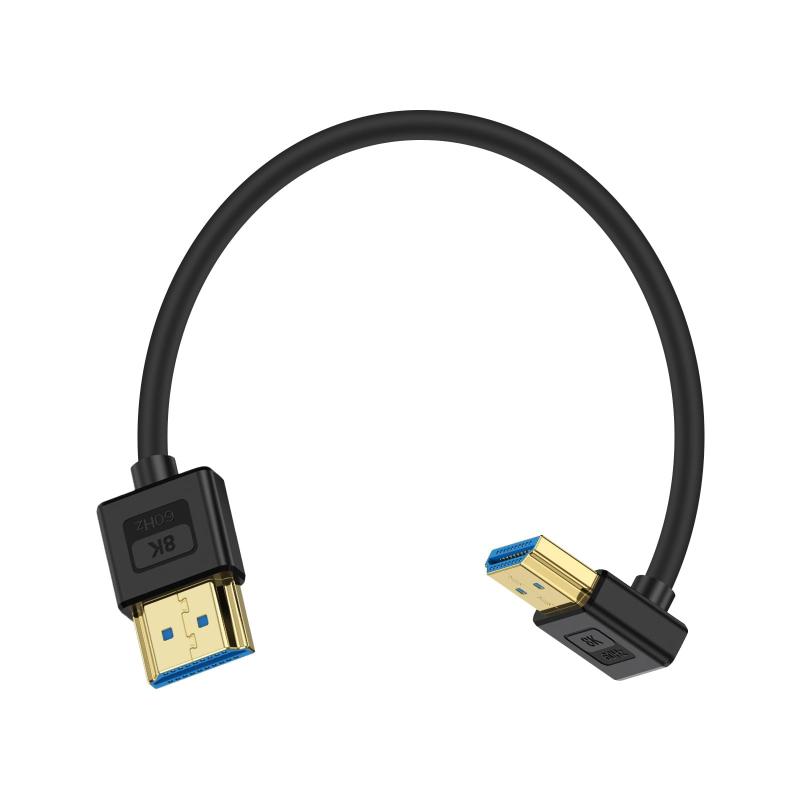 Poyiccot 8K HDMI ケーブル L型、 48Gbps 極薄 柔らかい HDMI ケーブル 短い、下向き L字型 2.1 規格 0.3m 変換 延長アダプタ 8K@60Hz 4K@120Hz/144Hz, 2160P, 1080P...
