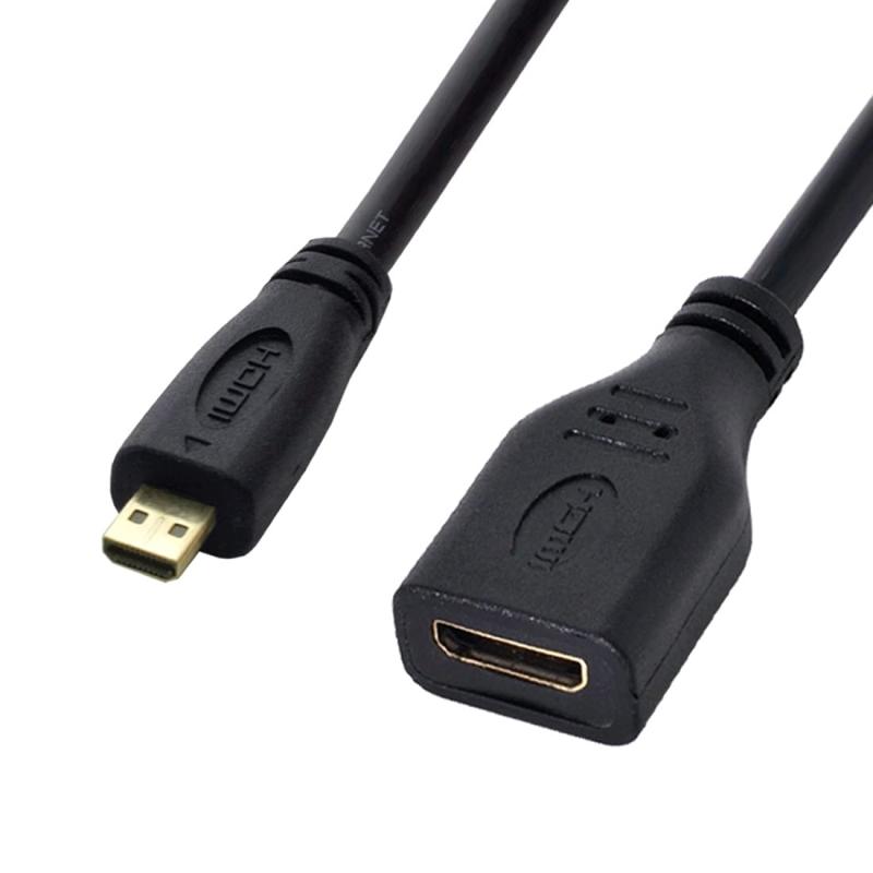 Chenyang - ノートパソコン、PC、HDTV用のMicro HDMI 1.4タイプDオスからMini HDMI 1.4タイプCメスへの延長ケーブル、10 cm
