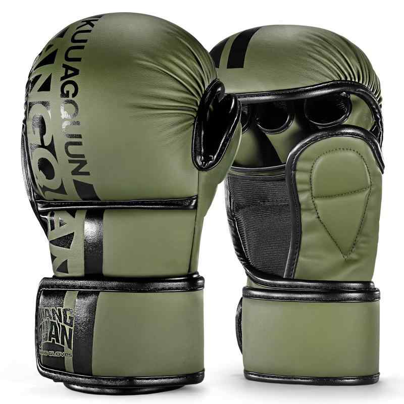 FIVING オープンフィンガー グローブ MMA ボクシンググローブ 総合格闘技トレーリング ムエタイ 空手 テコンドー練習用手袋 (オリーブグリーン, L)総合格闘技の練習に最適: このオープンフィンガーグローブは、MMA、ボクシング、...