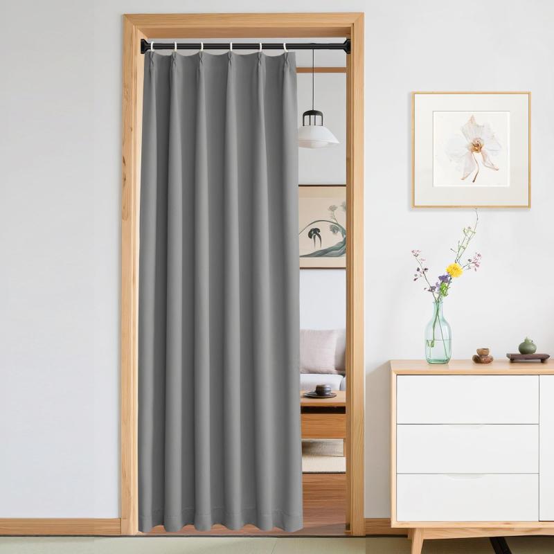 DWCN 遮光 間仕切りカーテン 断熱 おしゃれ ドアカーテン UVカット 防寒 保温 省エル のれん 防音 無地 厚手 暖簾 目隠し 玄関 キッチン リビング 旅館 ホテル 廊下【生地】ポリエステル100％、ソフトでなめらかな無地カーテン...