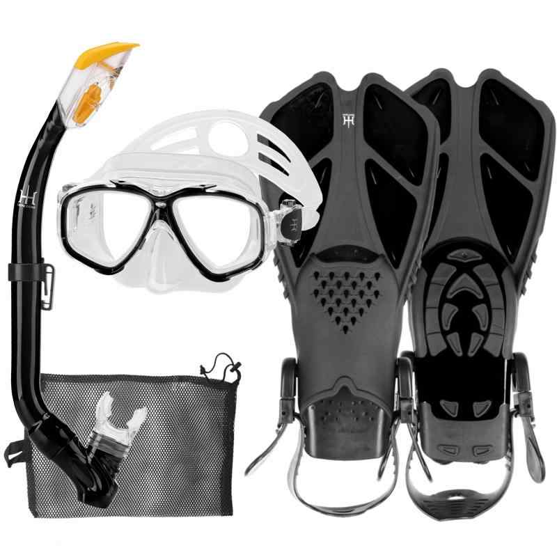 HH HHAO SPORT シュノーケルセット 子供用 シュノーケリングセット マスク フィン ドライシュノーケル 3点セット スノーケリング キッズ 水中メガネ ゴーグル 足ヒレ スノーケル 4-14歳