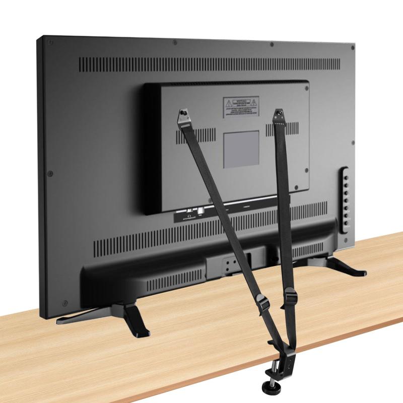 Haskoss テレビ 転倒防止ベルト 液晶テレビ保護用品 テレビ 転倒防止ベルト 耐震ベルト TV 家具 てんとう防止 固定 地震対策グッズ 穴あけ不要 震度7対応 耐震ベルト 防災士推薦 クランプ取付 転倒防止：テレビ背面にあるVESA...