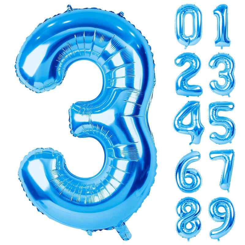 Lausatek バルーン アルミ風船 数字3 ナンバー 40インチ 大きい 誕生日 ハッピーバースデー 飾り付け 青 記念日 パーティー 約90cm ブルーナンバー3：約90cmのBigな数字バルーンです写真映えするので、大事な日の記念に...