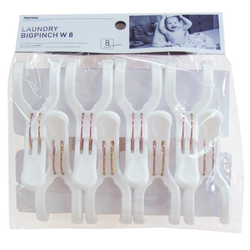 ニシダ(Nishida) ビッグ竿ピンチ Wバネ 8個入 NST2 222851 幅4×奥行7.3×高さ11cm ホワイトシンプルなスタイルを邪魔しない、清潔感のあるホワイトカラー。サイズ:約幅4×奥行7.3×高さ11cm重量:約17g