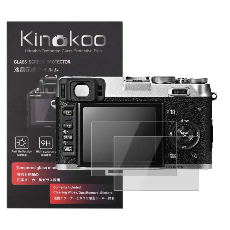 kinokoo 液晶保護フィルム 富士 Fujifilm デジタルカメラ X100S X100 X20 X10 X-E1 専用 硬度9H 高透過率 耐指紋 気泡無し 強化ガラス 厚さ0.3mm 2枚セット 標識クロス付き(X100S X10...