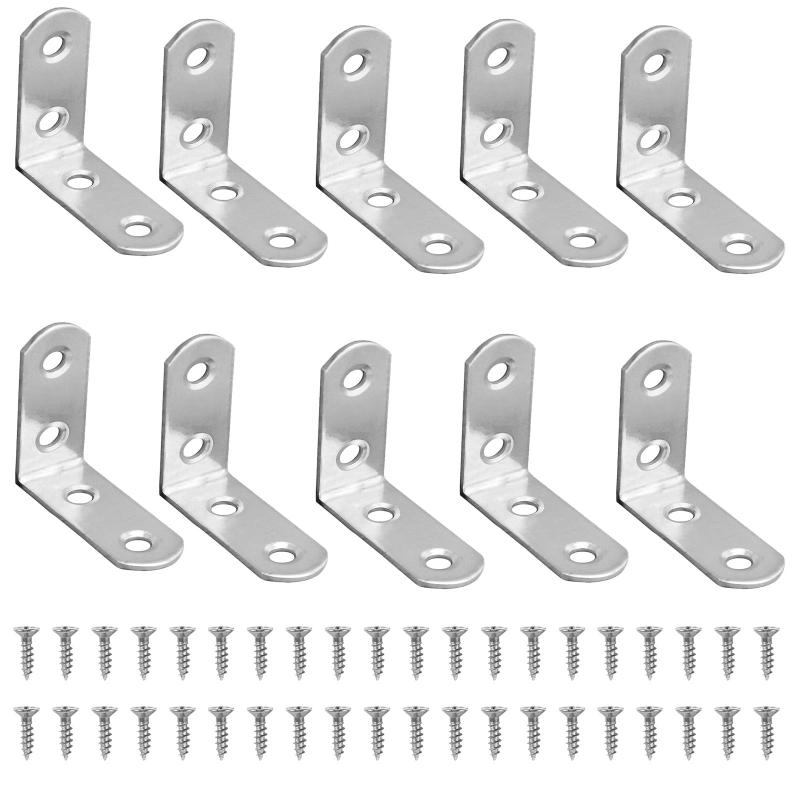 LCHUNYANG 10個棚受け金具 (38*38*16mm),90度の直角L字金具ステンレス,40個ステンレスM4 * 16ネジ付けセット内容：10個L字 金具，40個ステンレスM4 * 16ネジ。材質：頑丈なステンレス素材で、耐久性が高...