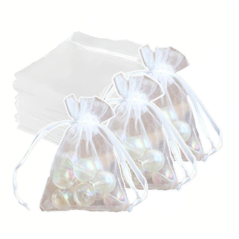 Pochitto Mise オーガンジー 巾着 袋 50枚セット ギフト袋 ラッピング 透明 巾着ポーチ 小物入れ ミニ 小さめ 大きめ【オーガンジー 巾着 - 商品詳細】素材：オーガンジー ； お得なセット：50枚セット【オーガンジー 巾...