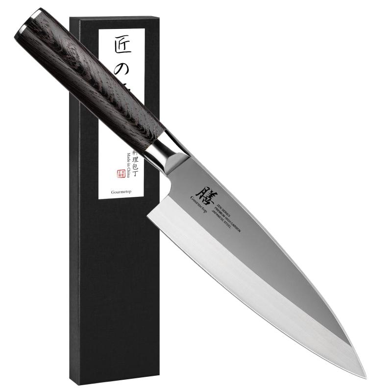 Gourmetop 出刃包丁 魚 片刃 右手用 180mm ステンレス 木柄 魚捌く 家庭用 パン切り高炭素ステンレス鋼を採用した本職仕様の刃先は、驚異的な切れ味と耐久性を実現。魚の皮や骨も難なく切り分け、料理の下ごしらえを格段にスムーズに...