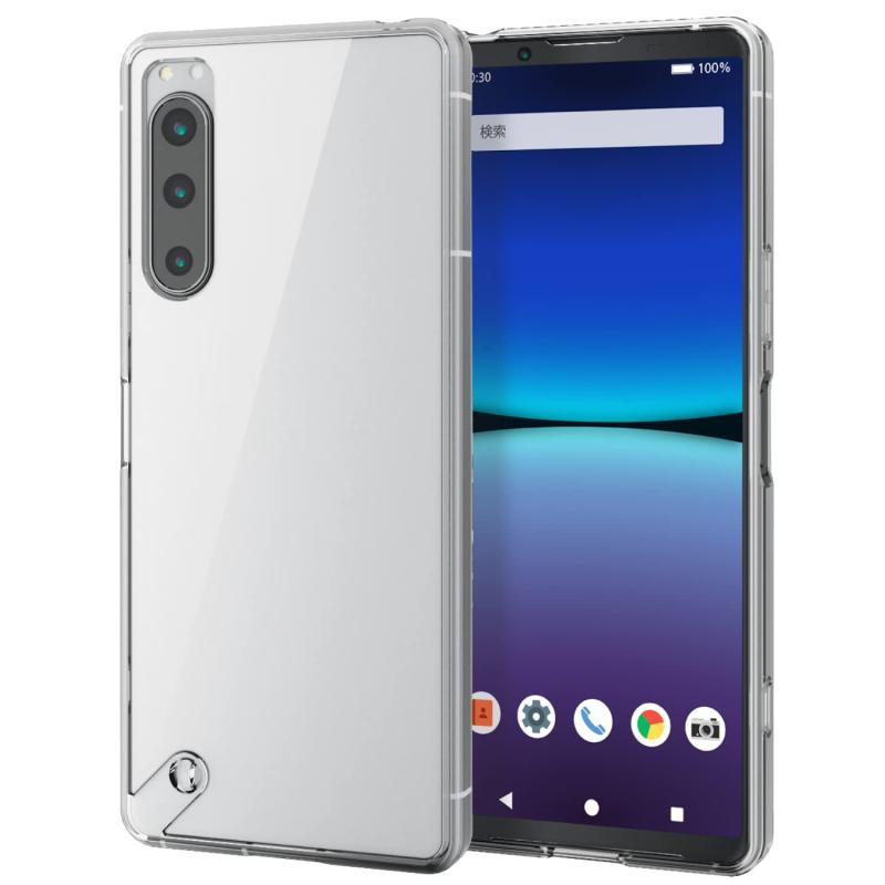 エレコム Xperia 5 IV [ SO-54C | SOG09 ] ケース カバー 耐衝撃 ハイブリッドケース 四つ角エアークッション 極み設計 [細部まで緻密にフィットする] ストラップホール付き クリア PM-X224HVCKCR側...