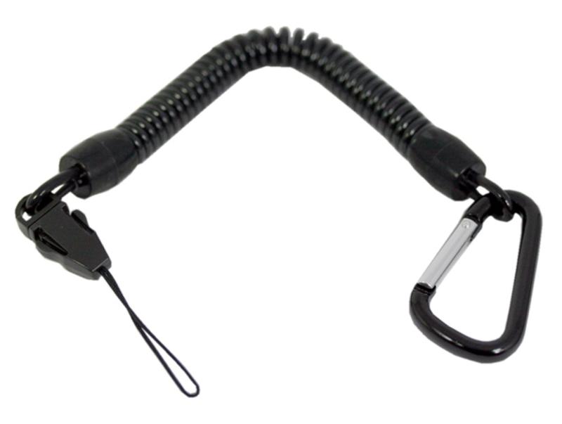 F.S.C. 極太バンジー ストラップ カラビナ 直径10mmコイル ブラック最長:約90cm取り付け部分は脱着可能直径10mm極太コイル(バンジー)カラビナフック採用