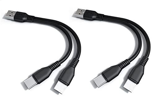 F.Wave 20cm 2本セット 充電 Type C 二股ケーブル 黒色 1本で USBーC スマホ タブレットを2台同時に充電 TypeC Y字ケーブル 分岐ケーブル 2 in1 便利 USBケーブル + F.Wave オリジナル レザ...